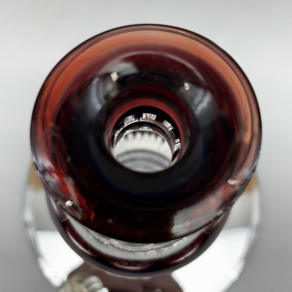 Elegant Cut To Clear Ruby Red Crystal 10” Decanter Wine Brandy Glass ...