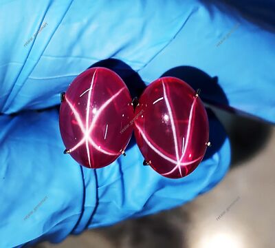 6 Rays NATURAL RED Star Ruby 20 Ct Oval Cabochon CERTIFIED Loose ...