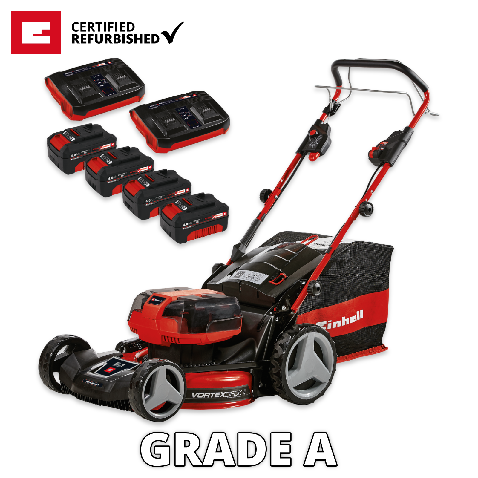 Einhell Cordless Lawnmower 36V 47cm Self-Propelled Kit With 4 Batteries ...
