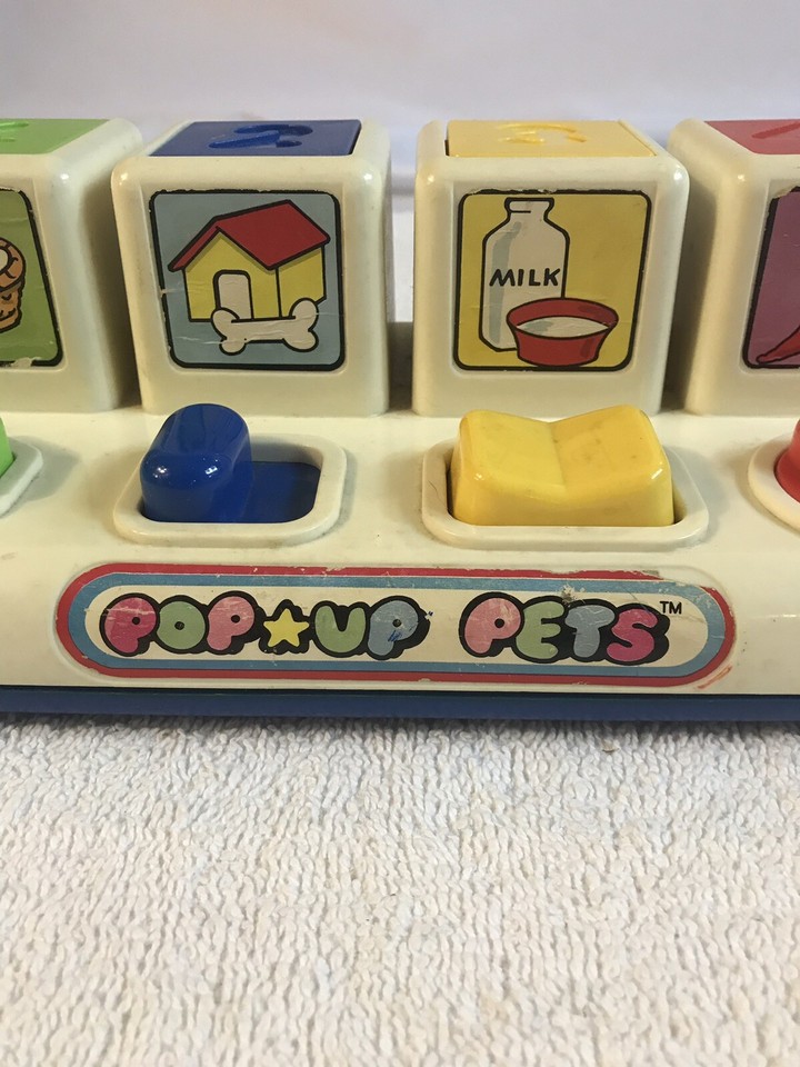 SHELCORE VINTAGE 1984 POP-UP PETS BABY DEVELOPMENT TOY CHICK DOG BUNNY ...