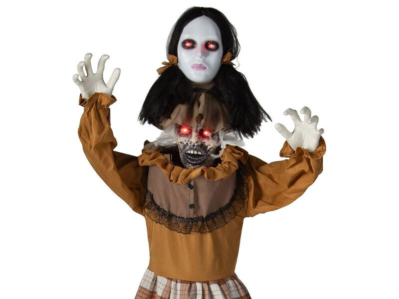 5 Ft Standing Creepy Woman Pop-Up Halloween Animatronic Prop Scary ...