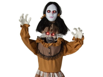 5 Ft Standing Creepy Woman Pop-Up Halloween Animatronic Prop Scary ...
