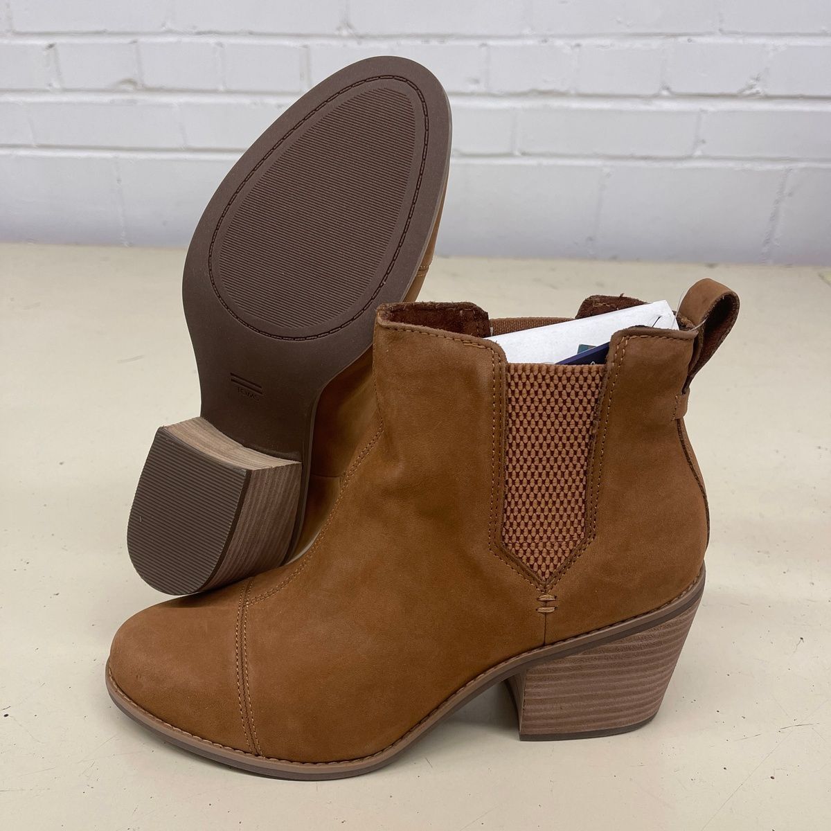 TOMS Everly Block Heeled Boot Women's Size US 9 Tan Nubuck 195703022289 ...