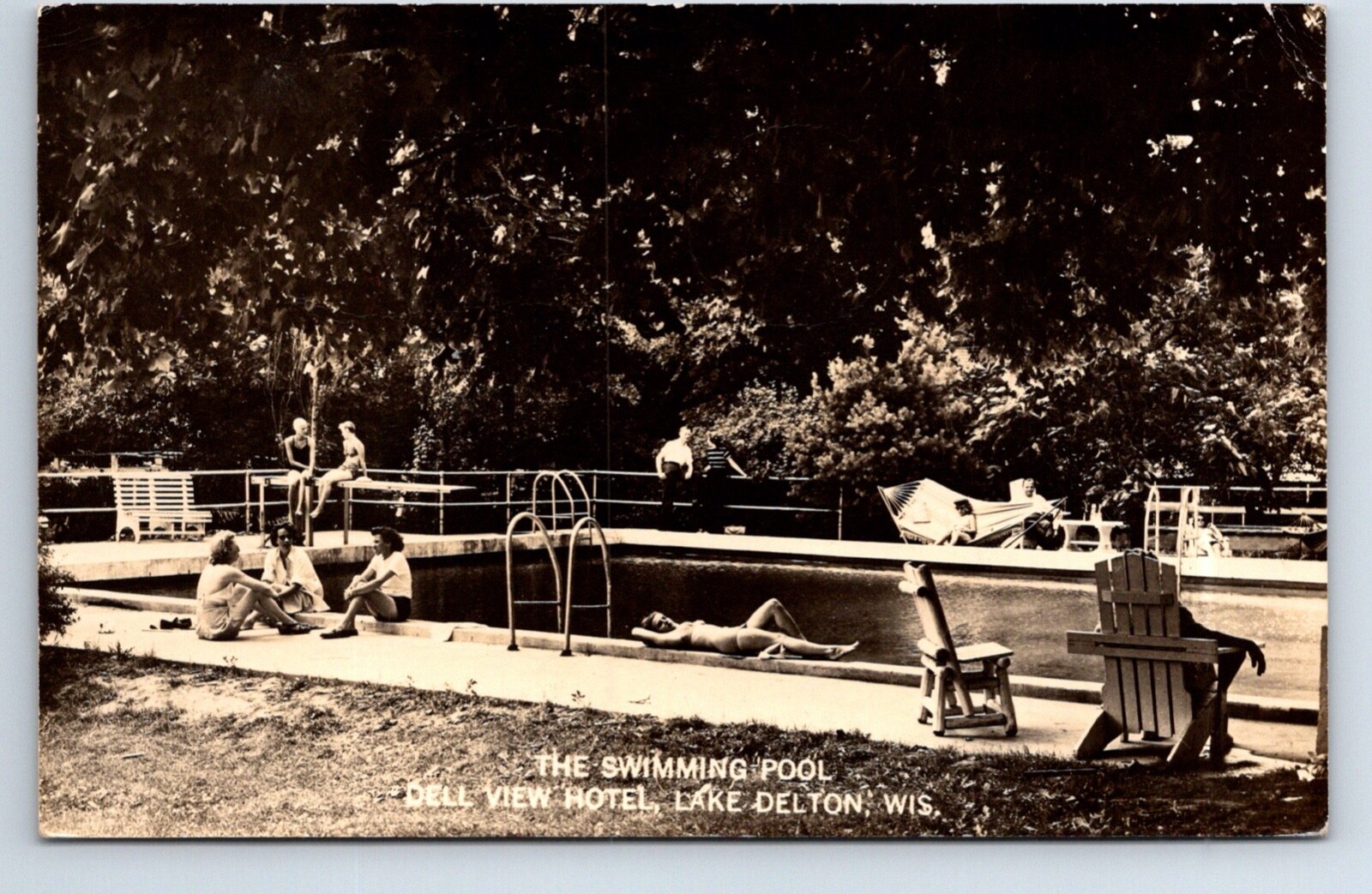 Real Photo Postcard Wisconsin Lake Delton Swimming Pool Dell View Hotel ...