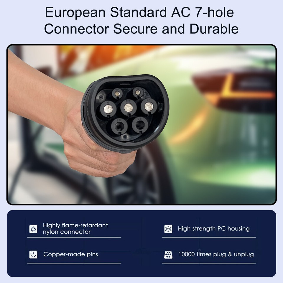 EV Charging Cable Type 2 UK Plug 3 Pin Electric Vehicle Car Charger 13A ...