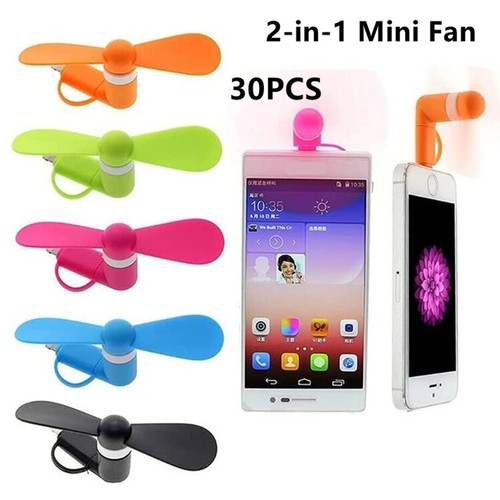 30 Pack 2 in 1 Mini Cell Phone Fan Micro usb For iPhone/iPad/Android | eBay