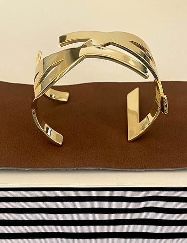Saint Laurent YSL Gold Metal Bracelet Cuff | eBay