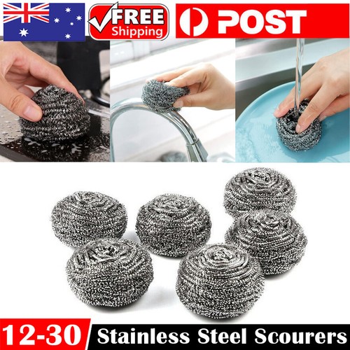 6-30Pcs Scourers Stainless Steel Small Scrubber Cleaning Dish Washing ...