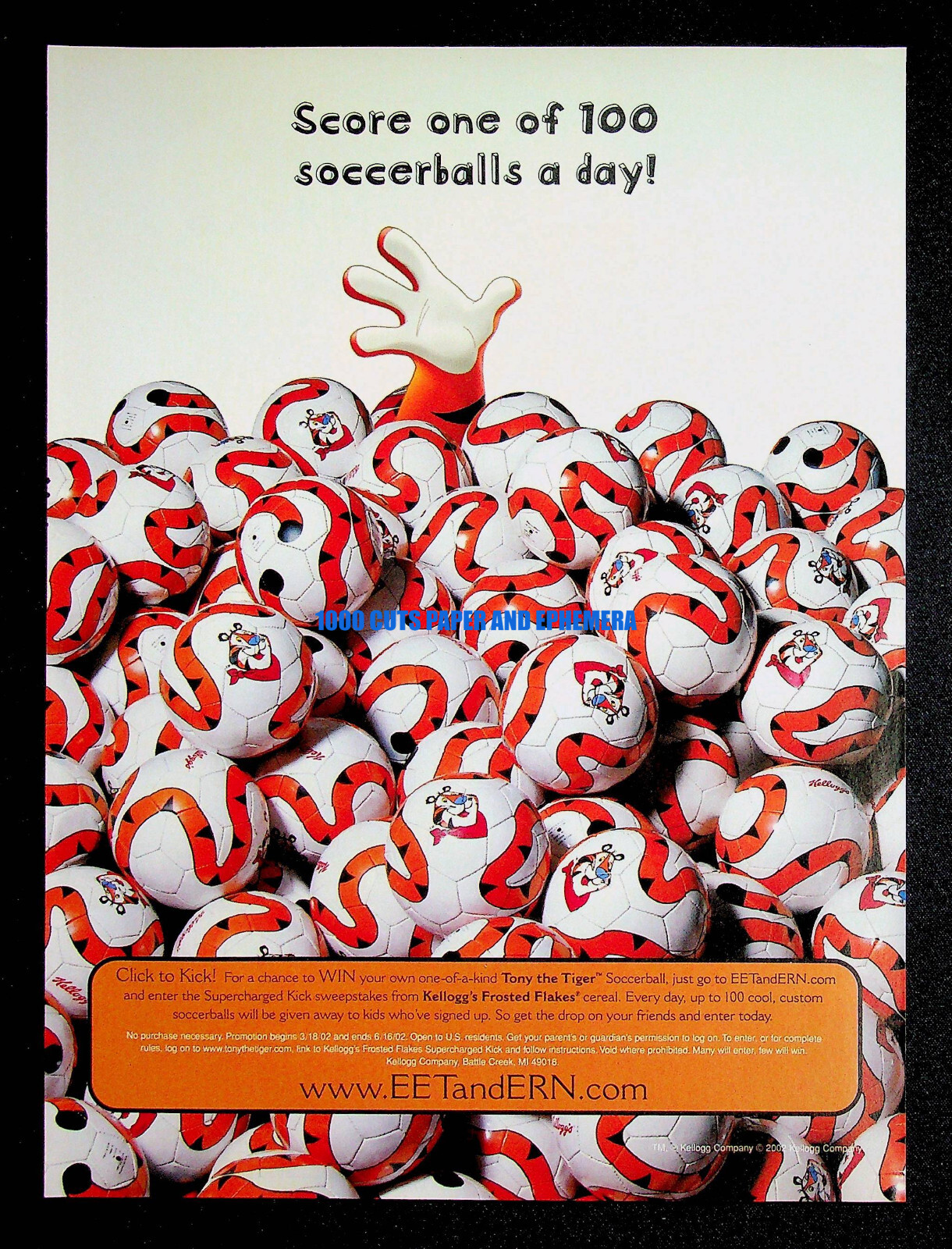 Tony the Tiger Soccer Balls Kellogg's 2002 Trade Print Magazine Ad ...
