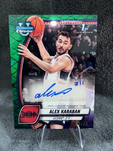 2024-25 Bowman Chrome University #100 Alex Karaban Autograph Green ...