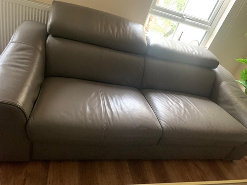 Modern dfs leather 3 Seater sofa/Recliner Chair Large footstool Grey ...