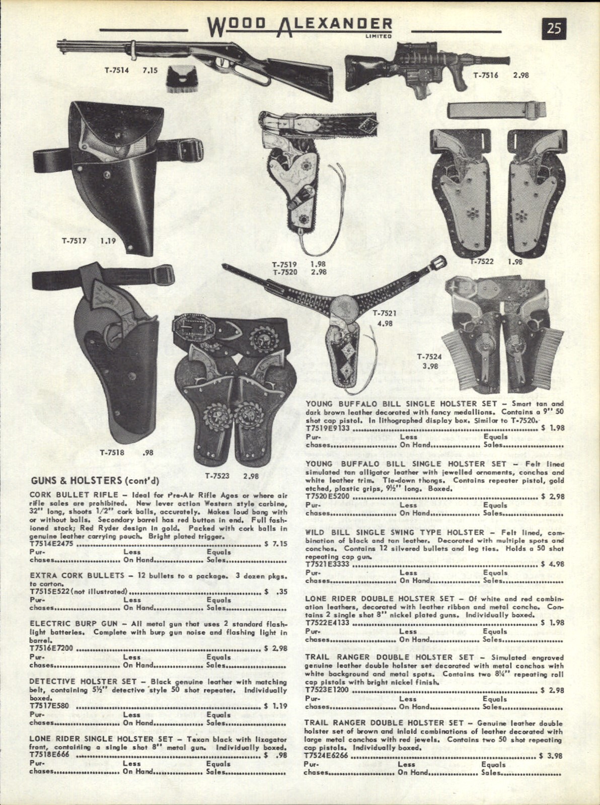 1957 PAPER AD Wood Alexander Cork Bullet Rifle Bill Hickok Holster ...