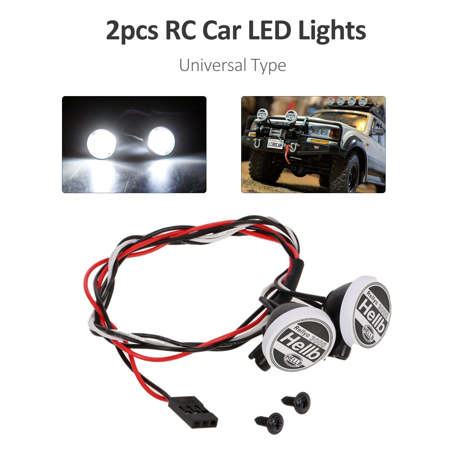 2pcs RC Car LED Light Kit with Lampshade White Lights 5.5-11V RC ...