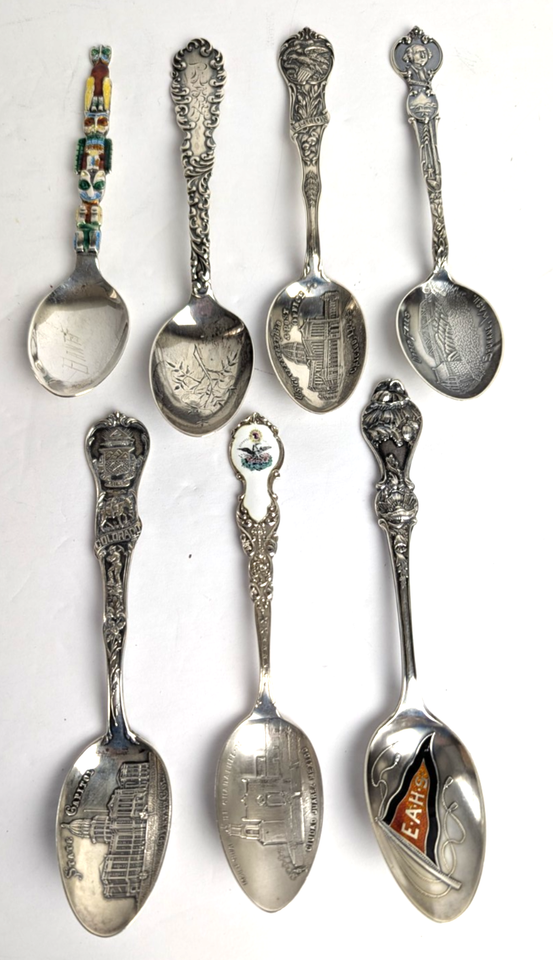 Sterling Silver Souvenir Spoon Lot 137 grams Scrap Melt All Marked ...