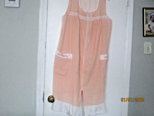 Secret Treasures House Coat Sleeveless Seersucker Zip Front Peach/ (L ...