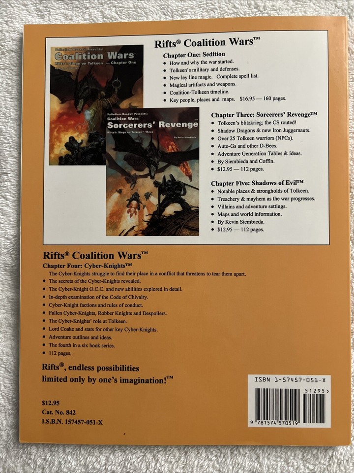Rifts Cyber-Knights, Coalition Wars, Palladium Books, First Printing ...