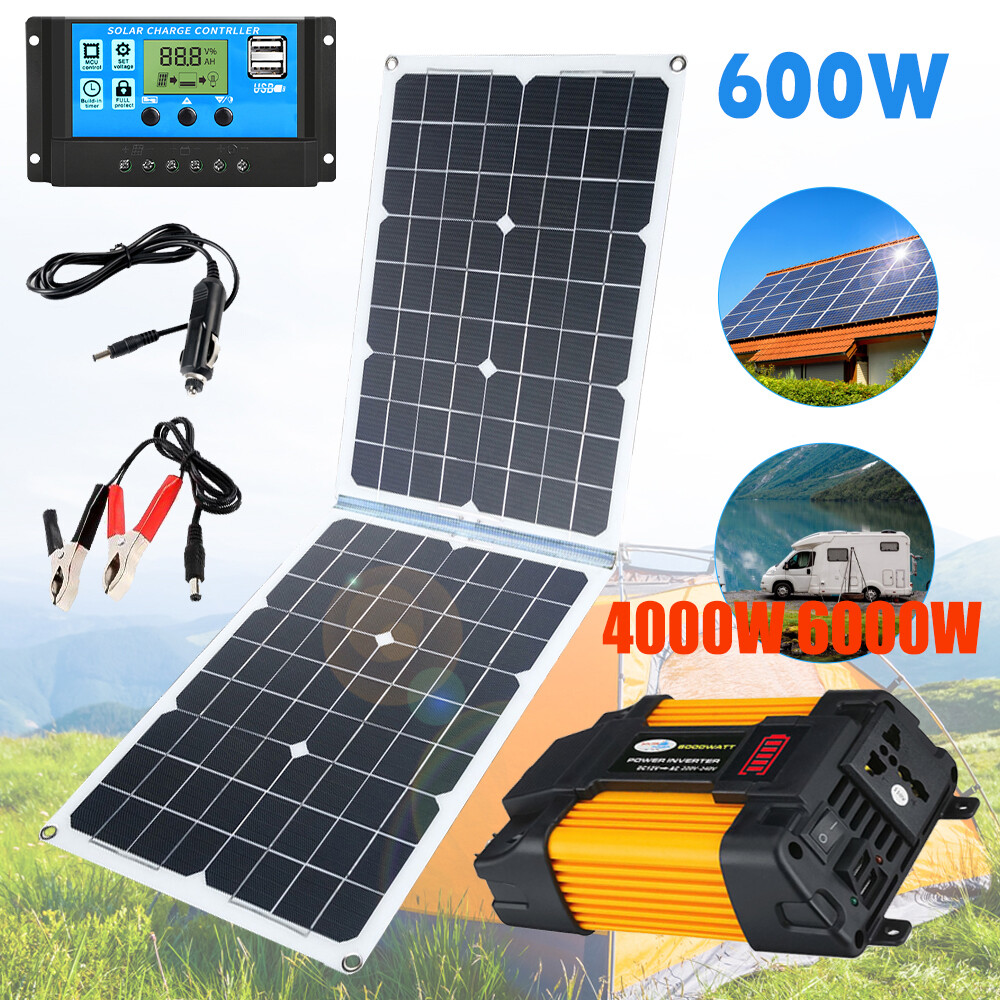 6000W Complete Solar Power Generator Battery Pack Portable Home 110V ...