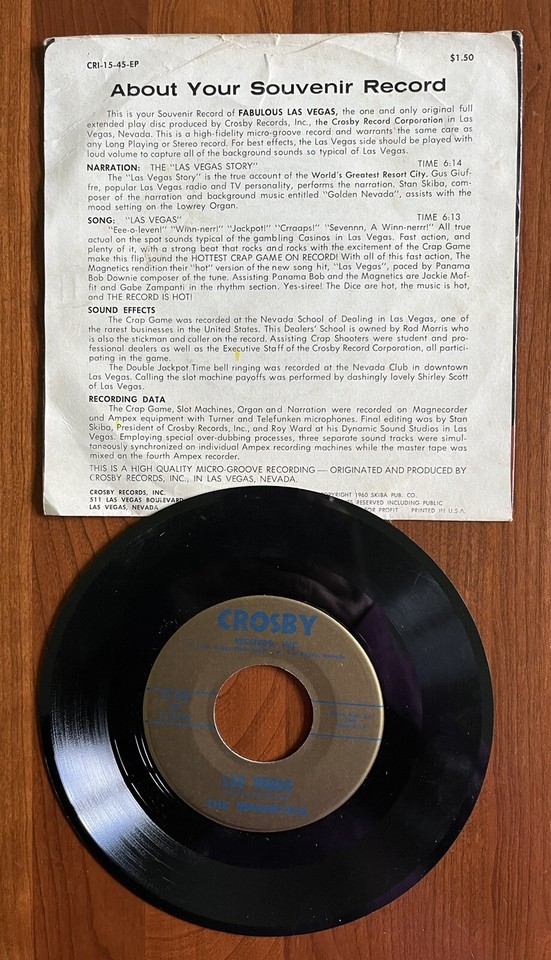 Gus Giuffre & The Magnetics The Las Vegas Story 45 RPM Record w ...