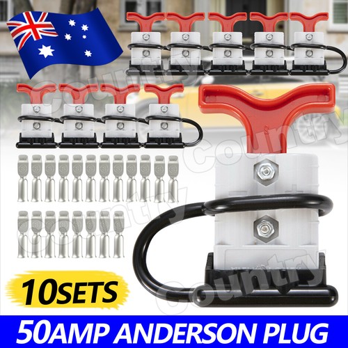 10x Anderson Style Plug Connectors 50 AMP T Handle Dust Cap Cover Solar ...