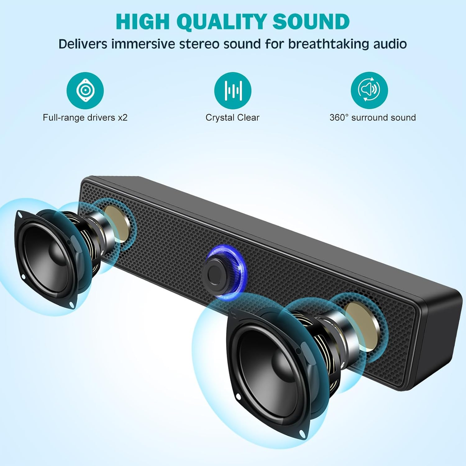 Computer Speakers, USB Powered PC Speakers Wired Stereo Desktop ...