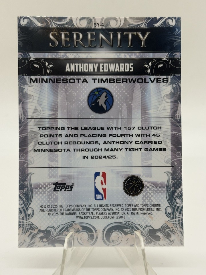 2025-26 Topps Chrome Basketball Serenity Anthony Edwards #SY-4 | eBay