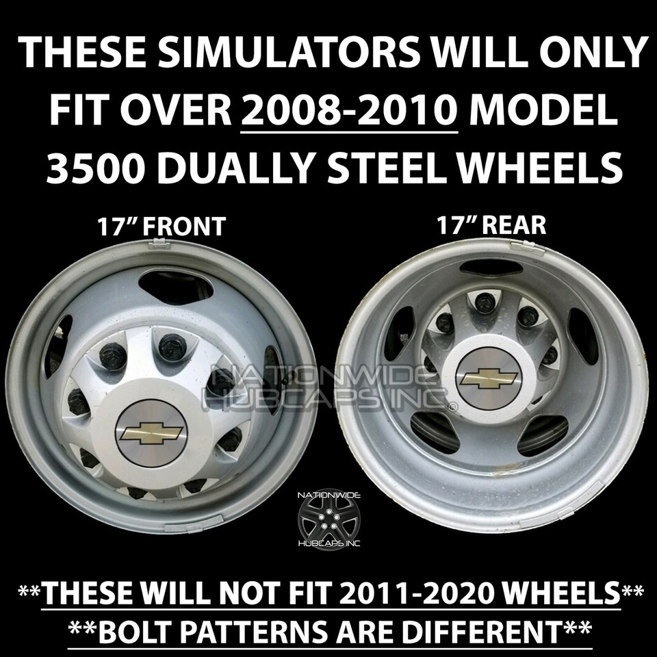 4 Chrome 08-10 Silverado Sierra 3500 17" Dually Wheel Simulators Dual ...