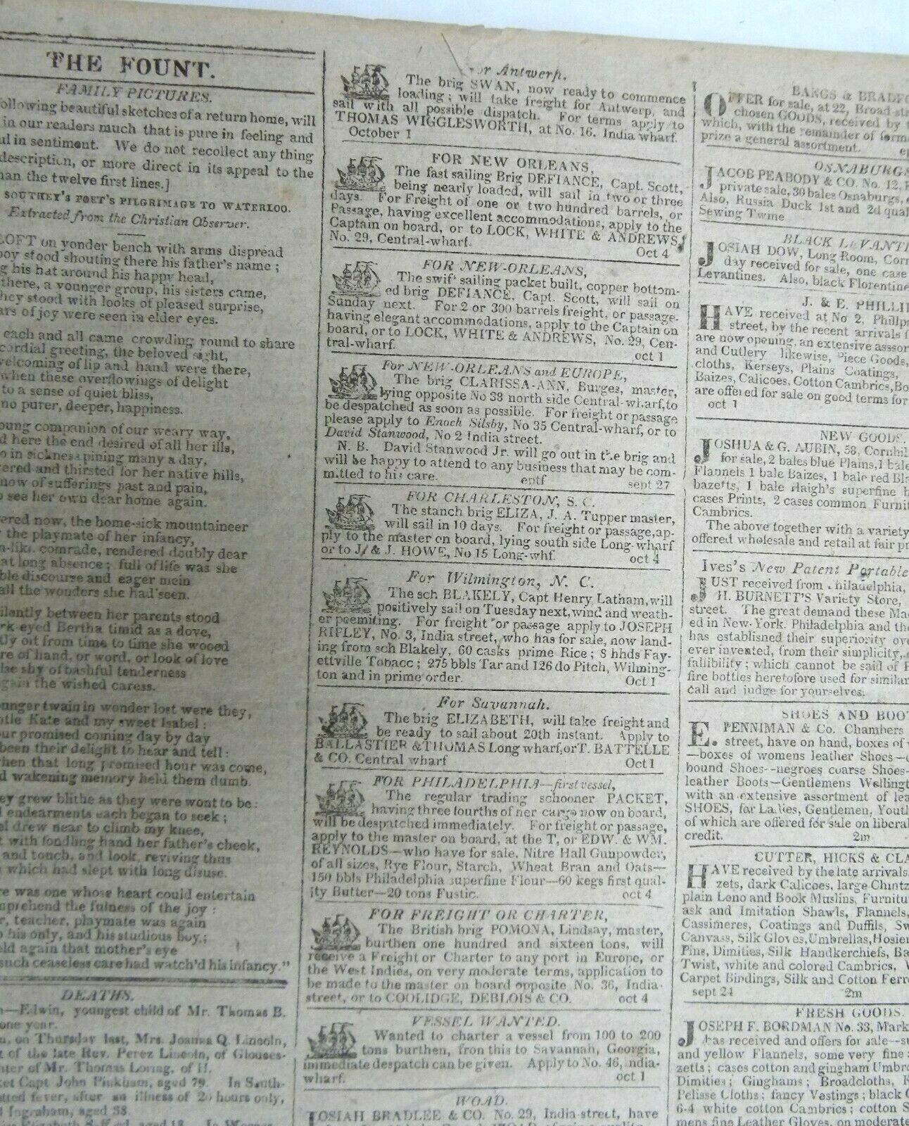 1817 THE COLUMBIAN CENTINEL Boston ~ War events in Texas | eBay