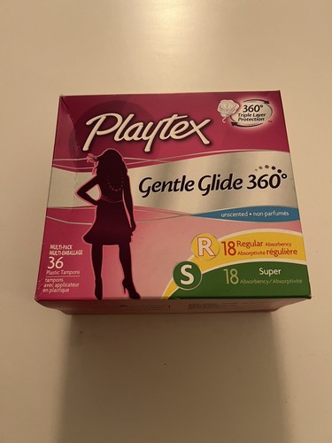 Playtex gentle glide 360° 18 regular 18 super 36 count box unscented ...
