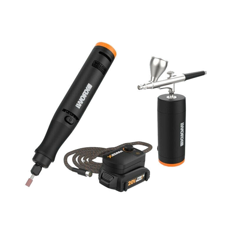 WORX WX992L 20V (2) PC MAKERX Combo: Rotary Tool + Air Brush Certified ...