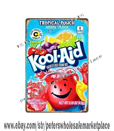 Kool-Aid Tropical Punch drink mix metal tin sign home kitchen wall art ...