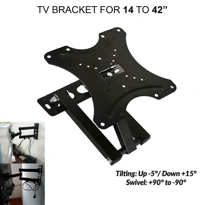 Full Motion TV Wall Mount Bracket Swivel Tilt 10 14 18 26 32 40 42 Inch ...