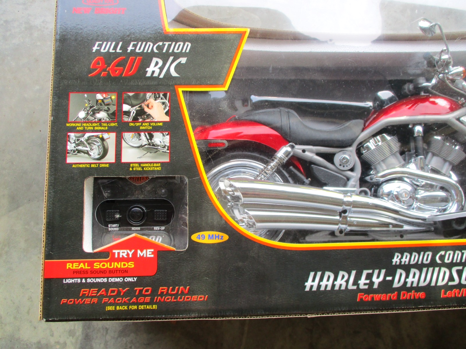 NEW BRIGHT HARLEY DAVIDSON RADIO CONTROL 9.6V R/C V-ROD 24" RED ...