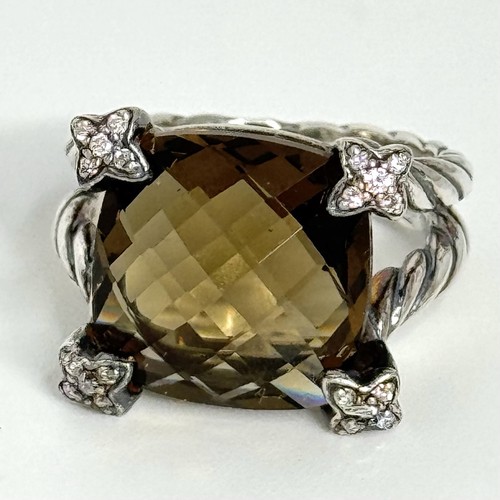 David Yurman Sterling Silver 14mm Smoky Quartz & Diamond Chatelaine ...