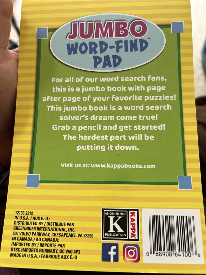 Jumbo Word-Find Pad Volume 161 Never Used 73 Puzzles | eBay