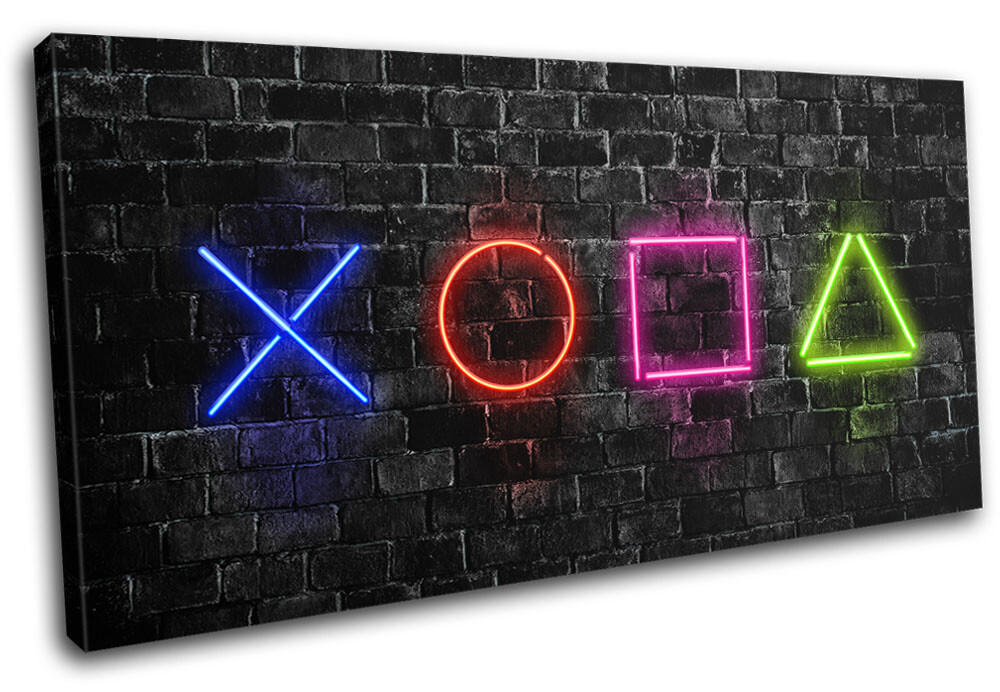Playstation 5 Gamer Neon Urban Gaming SINGLE CANVAS WALL ART Picture ...