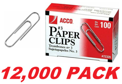 Acco #3 Paper Clips Business School Office PaperClip, Made in USA ...
