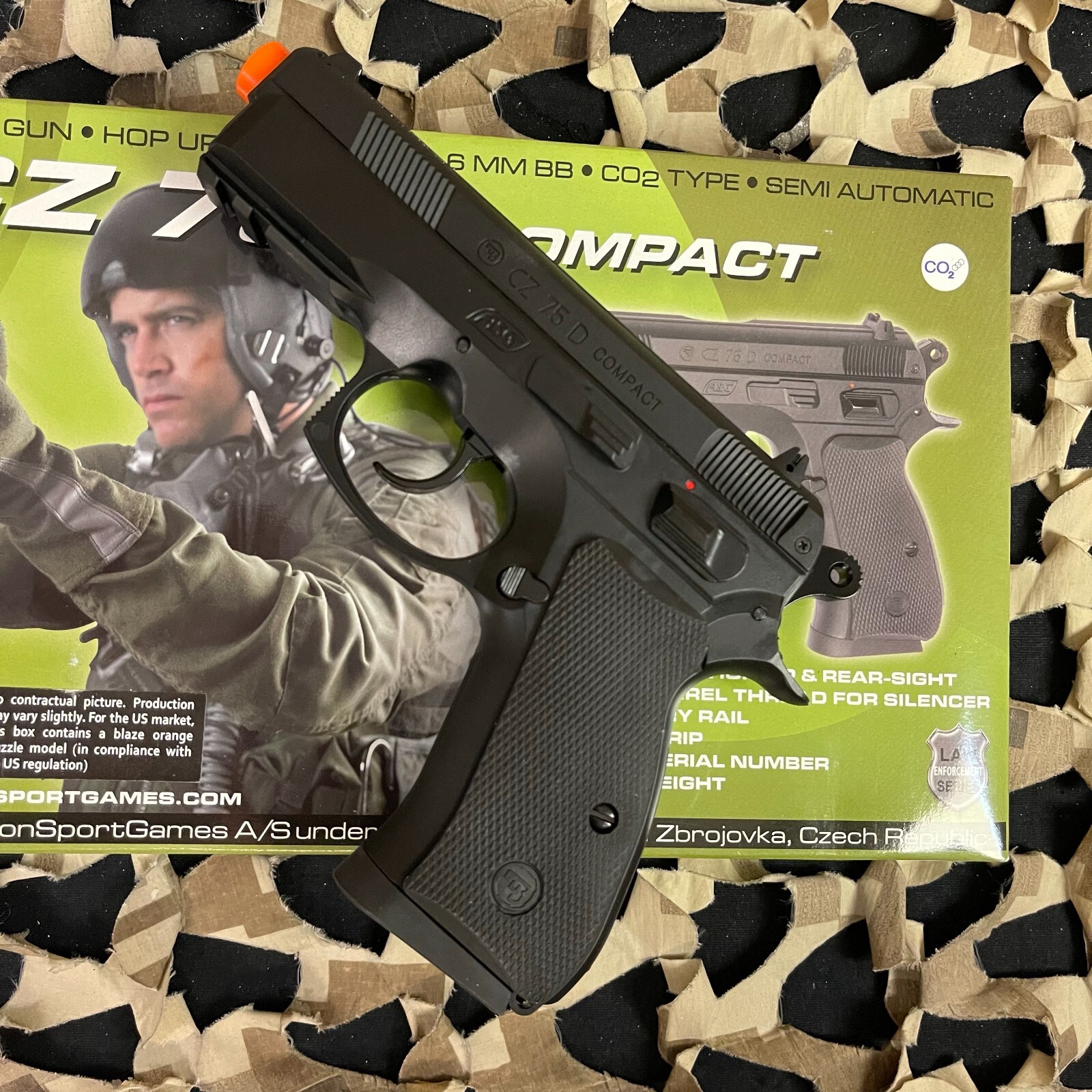NEW ASG CZ75D Compact CO2 Non Blow Back Airsoft Pistol - Black (50064 ...
