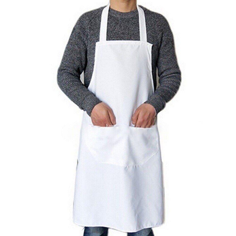 Kitchen Chef Bib Apron Cooking 2 Pockets Waterproof Butcher Catering ...
