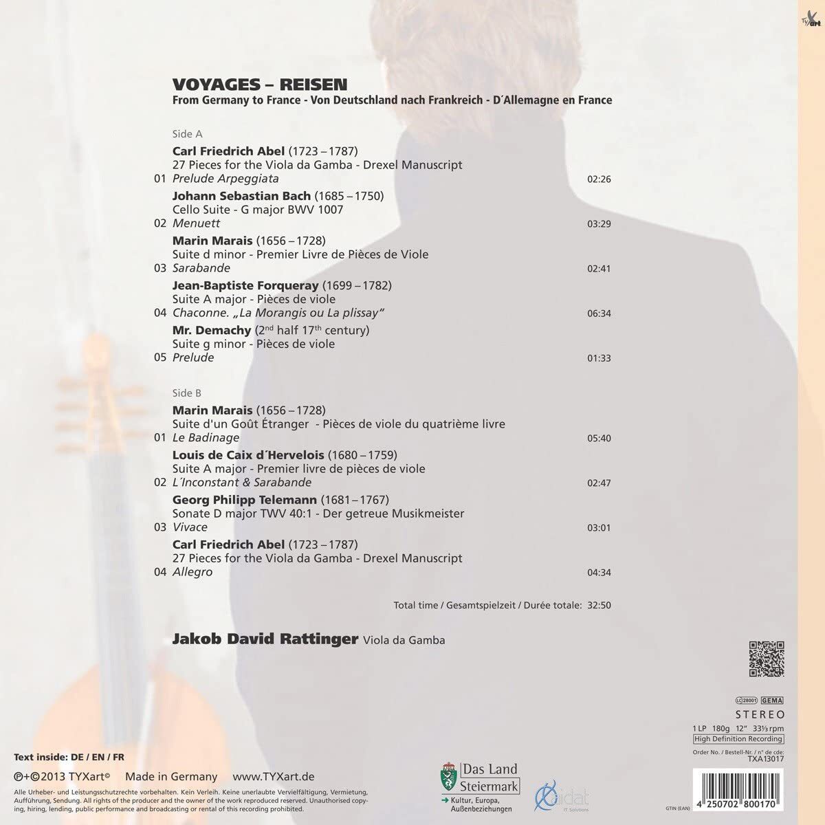 Rattinger, Jako Voyages - Music for Viola da Gamba by Abel/T (Vinyl ...