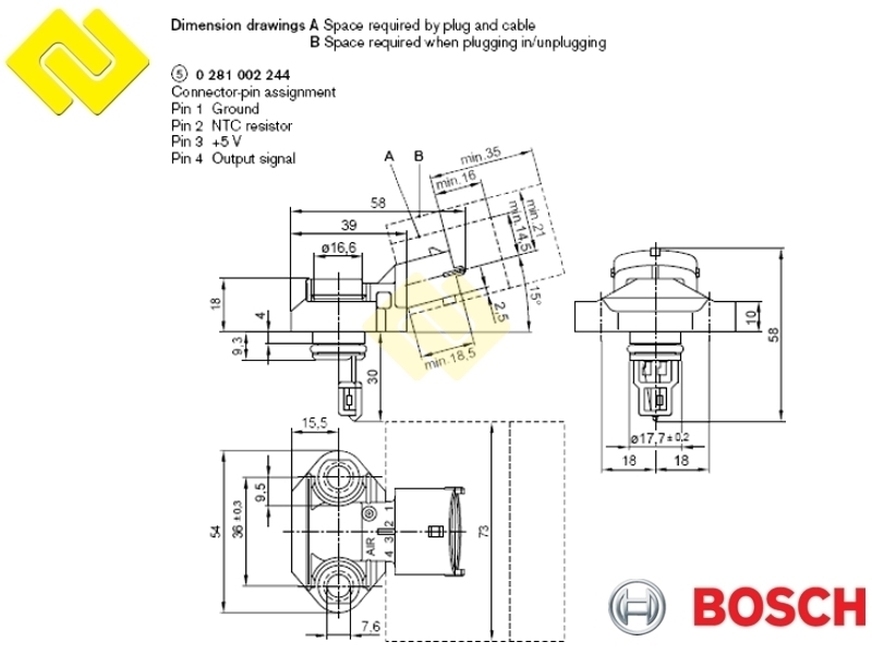 Genuine BOSCH 0281002244 ,INTAKE MANIFOLD PRESSURE SENSOR MAP ,MB ...