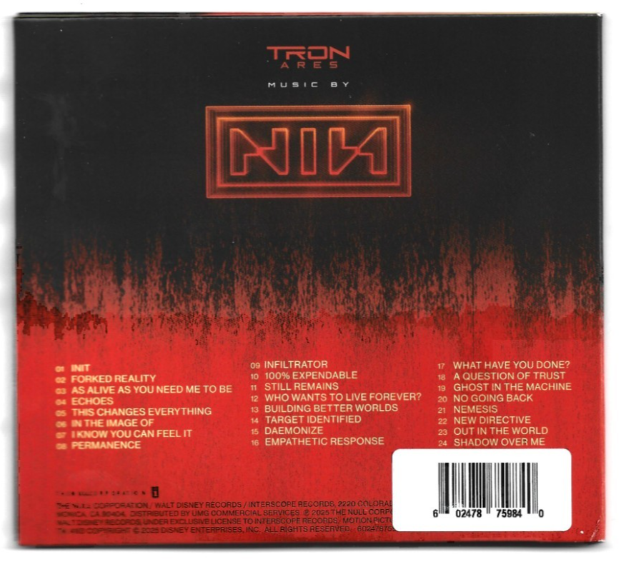 TRON: Ares (Original Motion Picture Soundtrack) NINE INCH NAILS - CD ...
