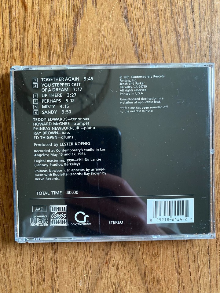 Teddy Edwards Howard McGhee Together Again!!!! Jazz Classics CD | eBay