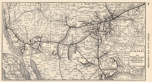 1911 Antique ATCHISON Topeka SANTA FE RAILROAD Map Vintage RAILWAY Map ...