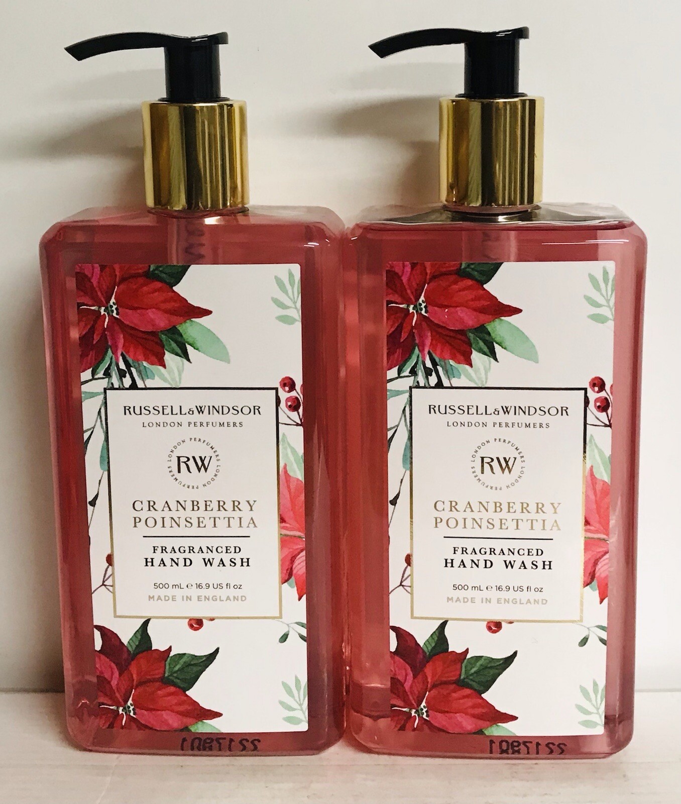 2-Pack Russell & Windsor ~ Cranberry Poinsettia Hand Wash 16.9 fl oz ...