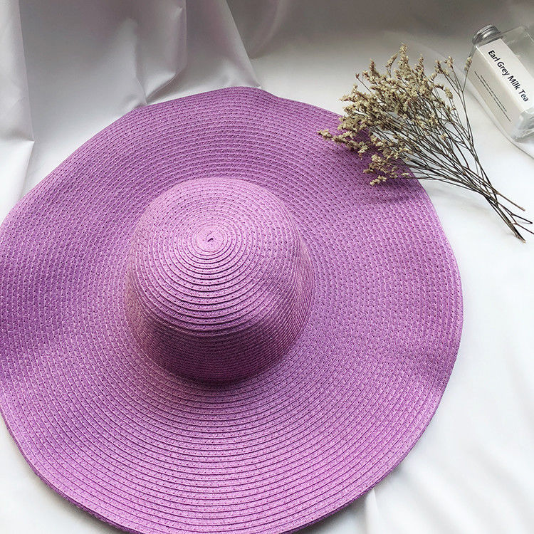 Lady Women Wide Large Brim Cap Floppy Beach Sun Straw Hat Summer ...