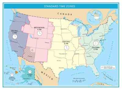 USA Time Zones Map GLOSSY POSTER PICTURE PHOTO PRINT BANNER 12117 | eBay