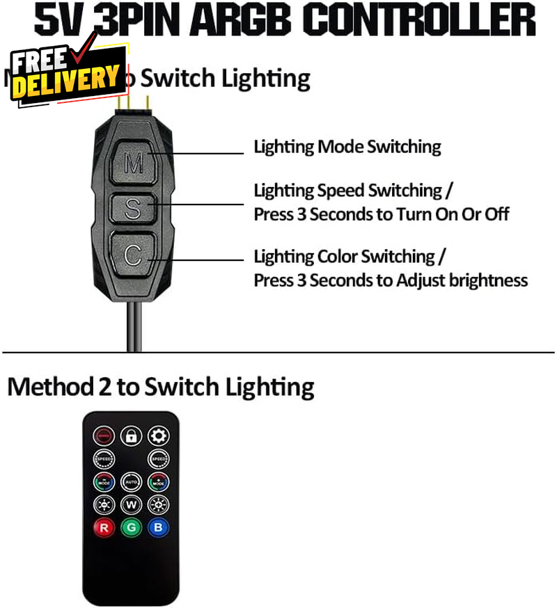 ARGB Controller Kit for PC RGB Case Fans ARGB Splitter SATA Power RGB ...