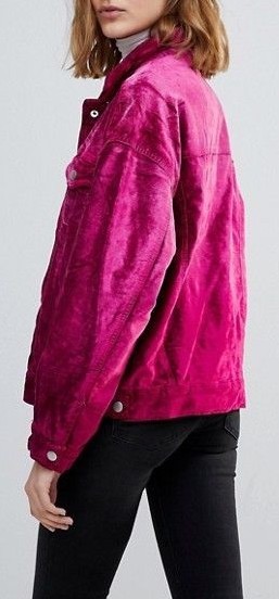 FOR REPAIR: Free People S Pink Velvet Trucker Jacket Oversized Fuchsia ...