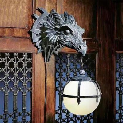 Luxury House Wall Mounted Dinosaur Dragon Head LED Lamp Ornament Home ...