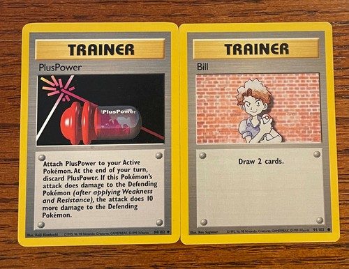 Original 1999 Pokemon Cards Trainer PlusPower and Trainer Bill RARE ...